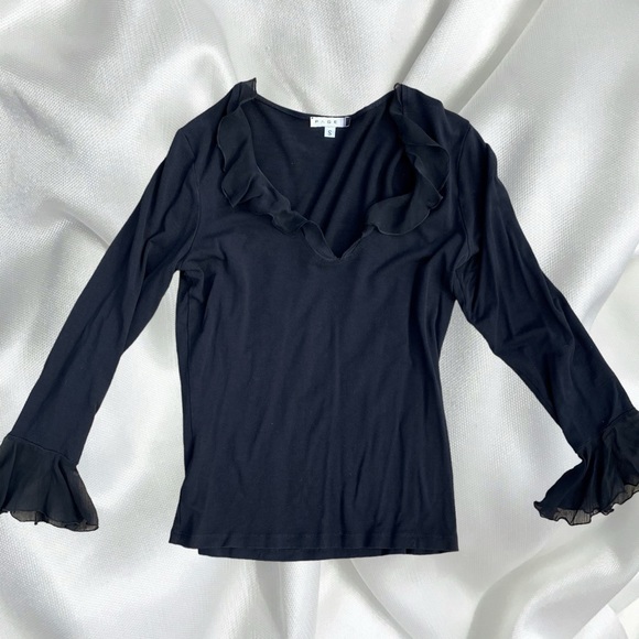 page | Tops | Vintage Grunge Fairy Whimsygoth Chiffon Ruffle V Neck Top ...